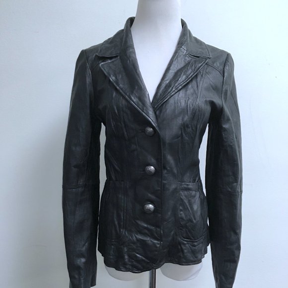 blanc noir | Jackets & Coats | Blanc Noir Black Genuine Leather Blazer Jacket S | Poshmark